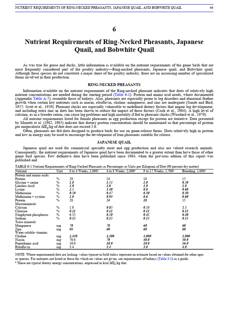 Nutrient Requirements | PDF | Nutrients | Methionine