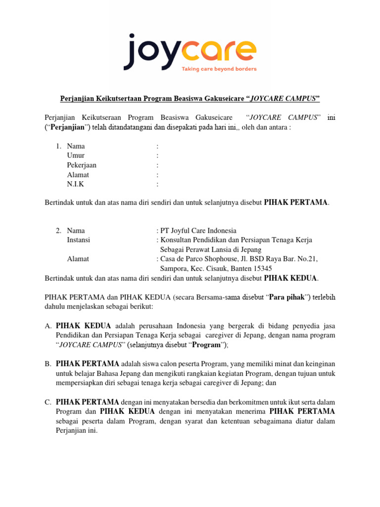New System_Beasiswa Gakusei Care 50,80 dan 100 %_Surat Kontrak ...