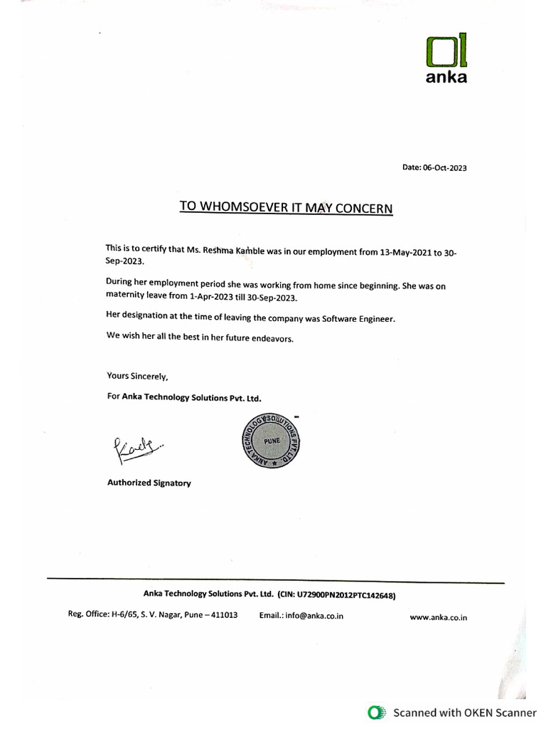 Experience Certificate | PDF