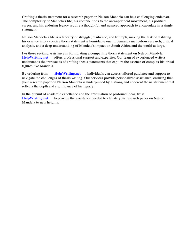 Thesis Statement For Research Paper On Nelson Mandela | PDF | Nelson ...