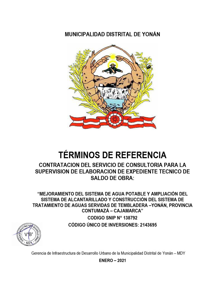 TDR Modelo Supervision E.T. | PDF | Alcantarillado | Agua