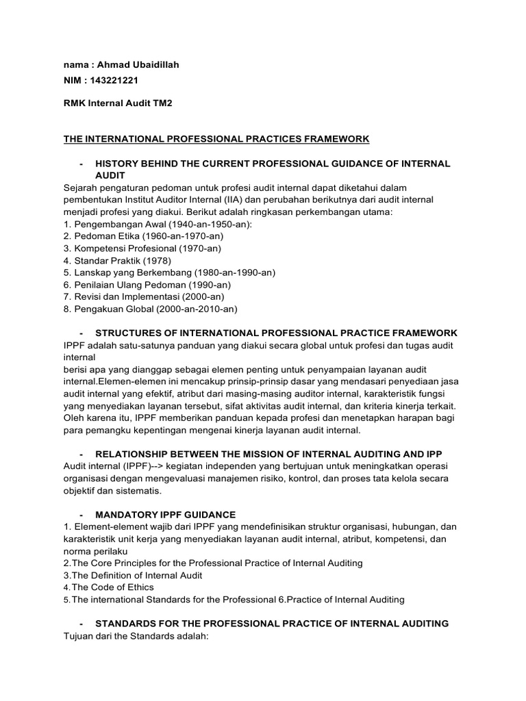 Sejarah dan Struktur IPPF Audit Internal | PDF | Bisnis