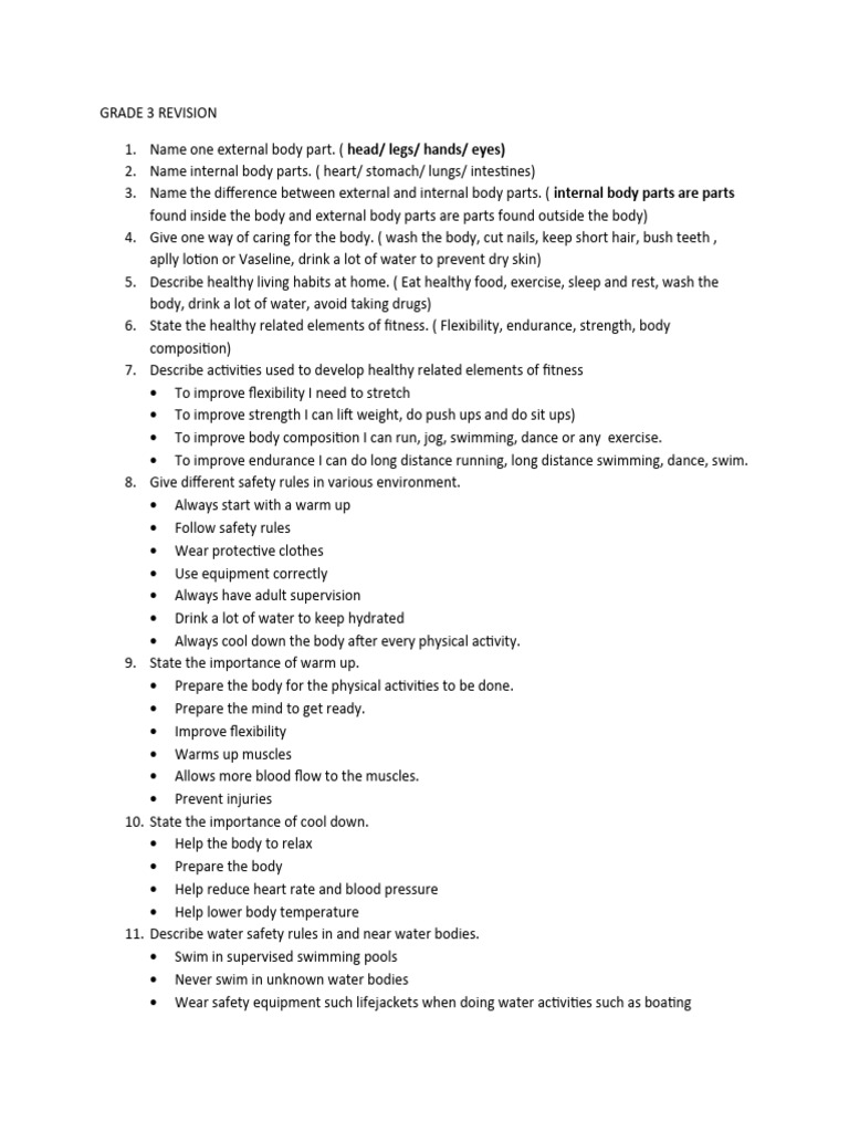 Grade 3 Objectives Revision | PDF | Track And Field | Sports