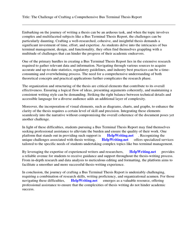 Bus Terminal Thesis Report | PDF | Thesis | Bus