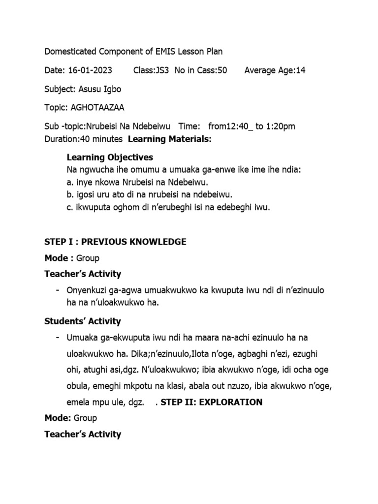2ND Termjs3 WK2 Lesson Plan | PDF | Human Communication
