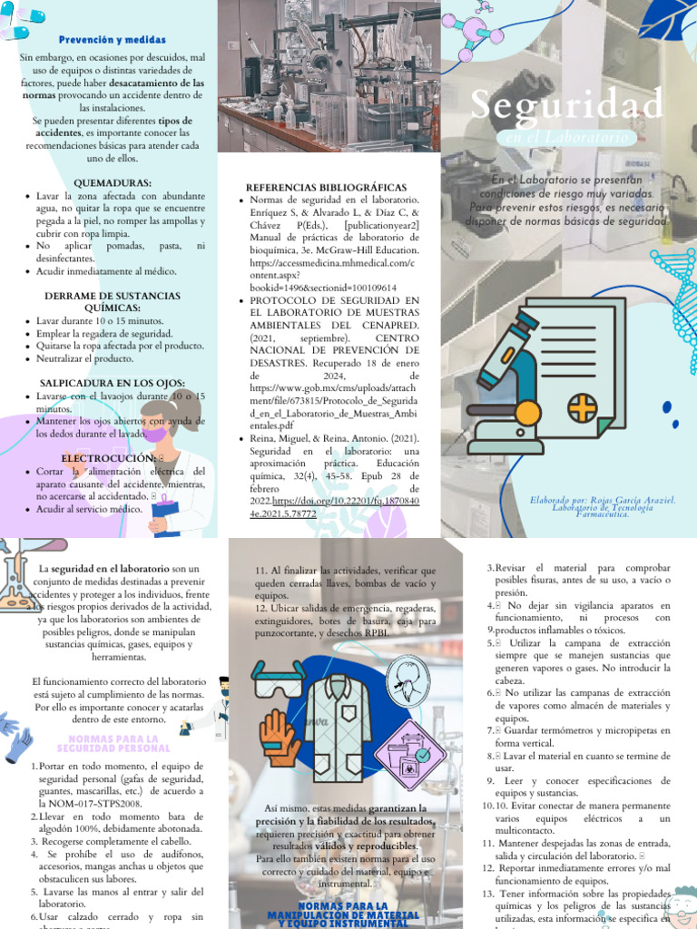 TRIPTICO DE SEGURIDAD EN EL LABORATORIO | PDF | Laboratorios