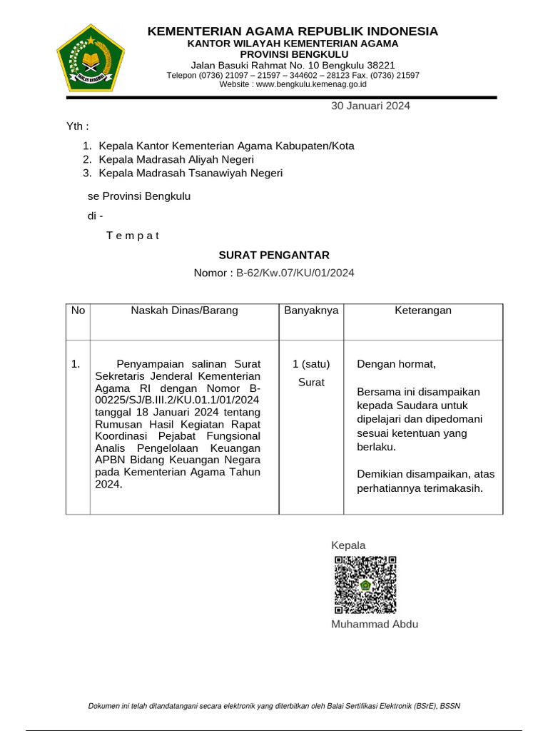 SP Rumusan Hasil Rakor JF Keuangan - 2024 | PDF