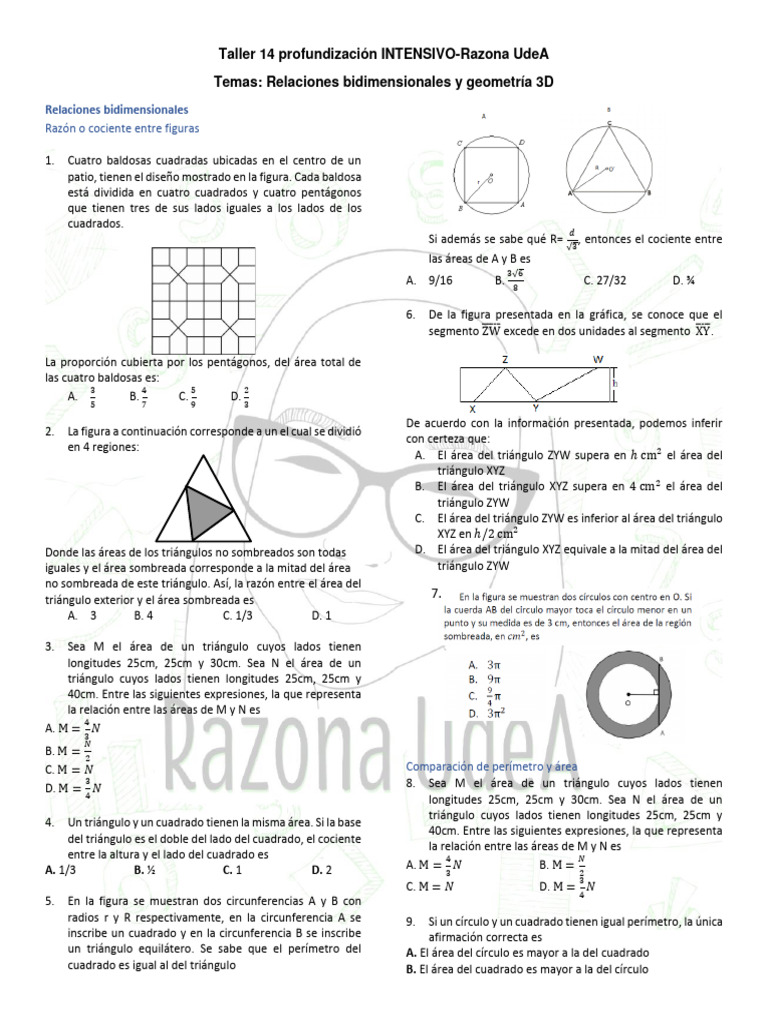 Taller 14 Geometría 2D y 3D | PDF | Triángulo | Volumen