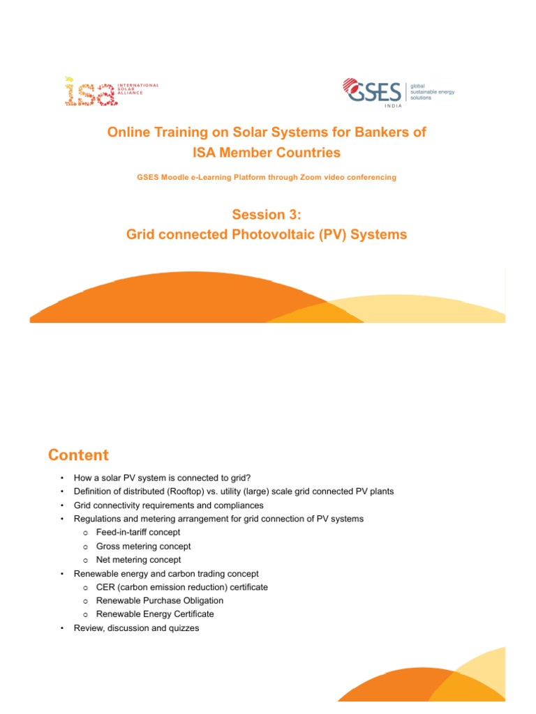 Session 3 - Grid Connected PV Systems | PDF | Photovoltaic System | Electrical Grid
