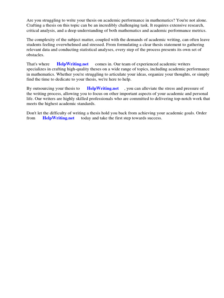 Thesis On Academic Performance in Mathematics | PDF | Thesis | Mathematics