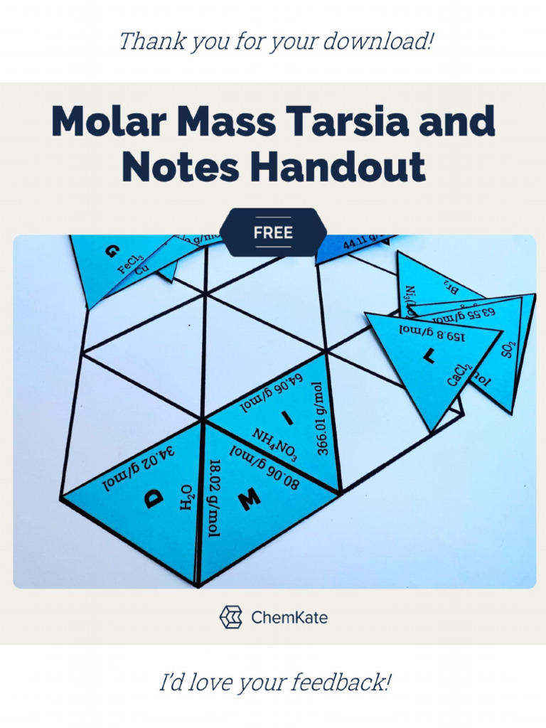 FreeMolarMassTarsiaPuzzleActivityandCornellNotesprintanddigital 1 | PDF ...