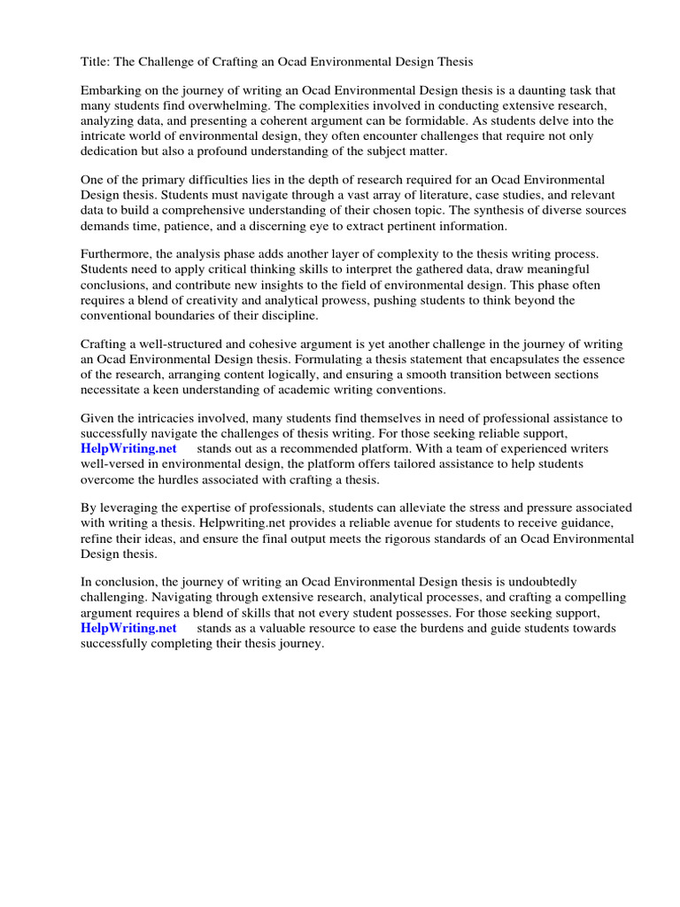 Ocad Environmental Design Thesis | PDF | Sustainability | Sustainable ...