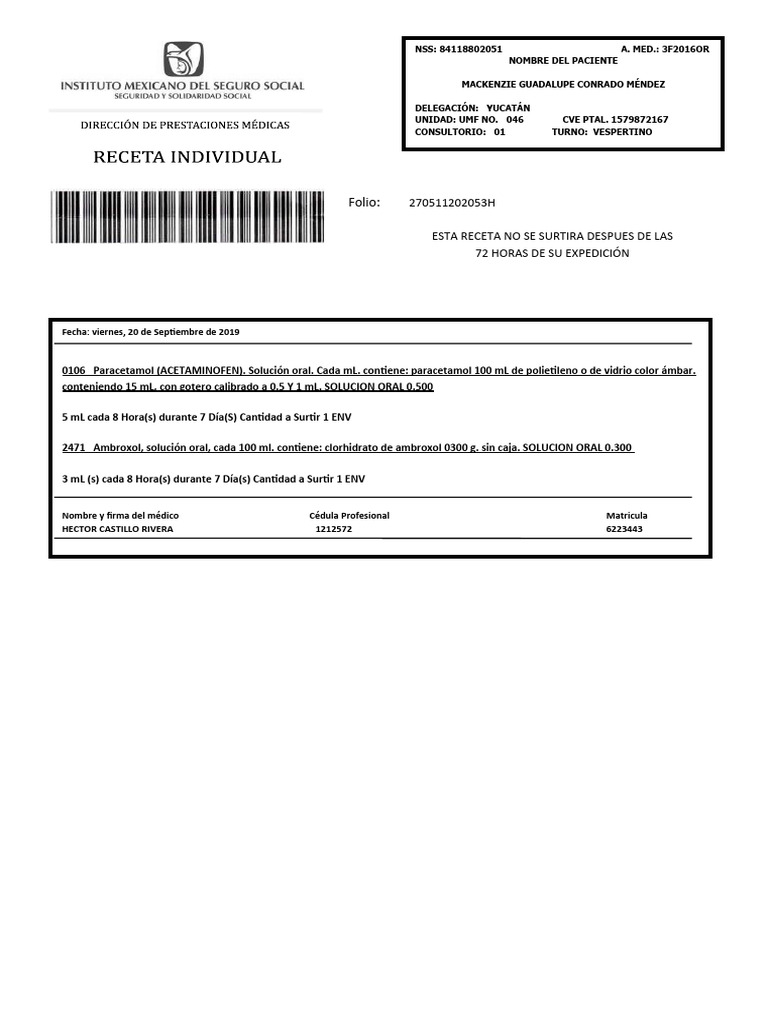 receta-IMSS Editable | PDF