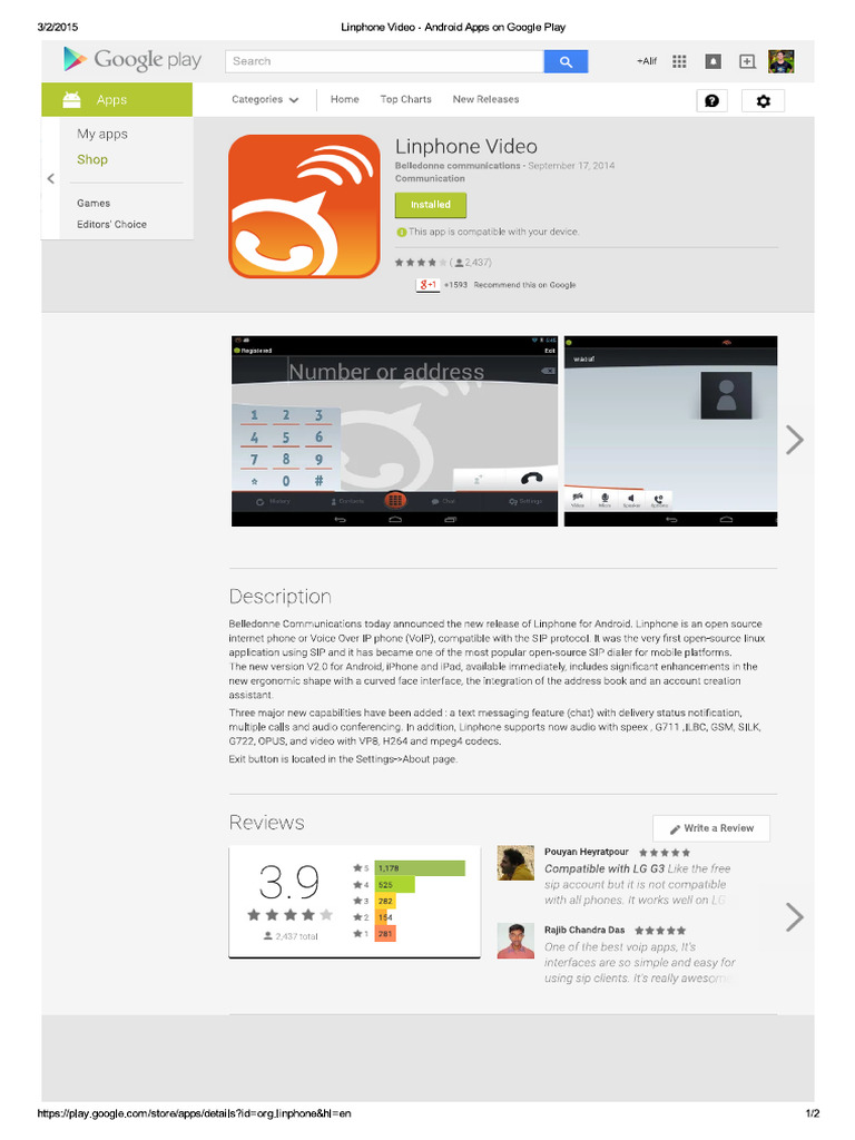 Linphone Video - Android Apps On Google Play | PDF