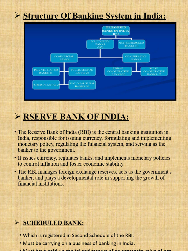Structure of Banking System in India | PDF | Banks | Reserve Bank Of India