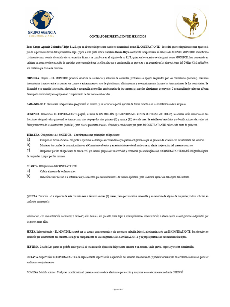 Contrato P.S. MONITOR | PDF | Derecho laboral