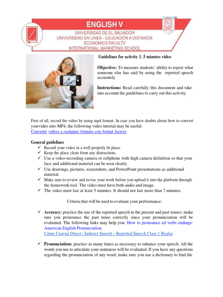 Guidelines For Activity 1. English V-2024 | PDF | English Language | Fluency