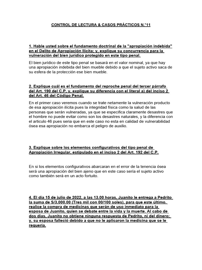 Control de Lectura & Casos Prácticos N. | PDF