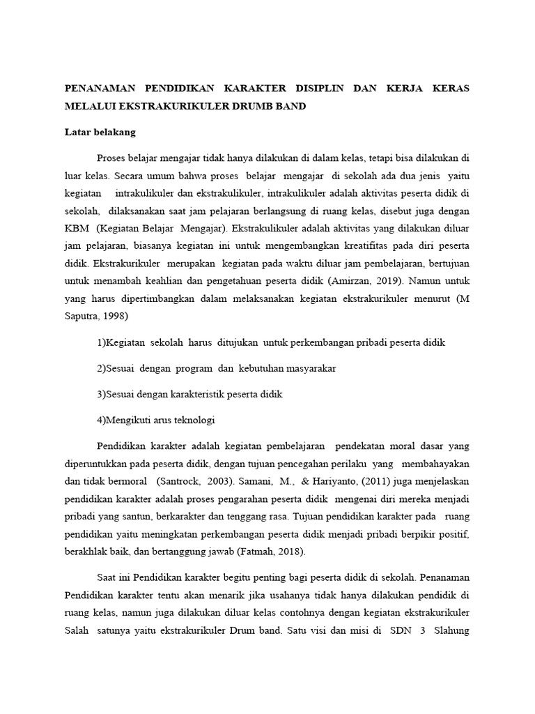 Karakter Disiplin & Kerja Keras dalam Drum Band | PDF