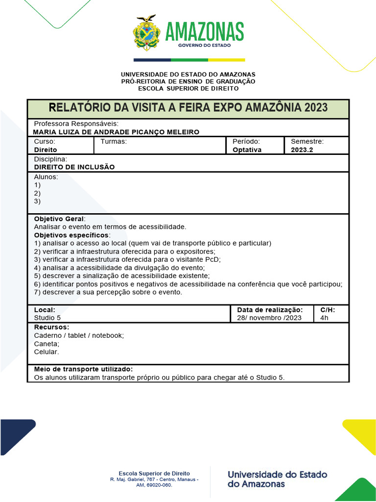 Modelo de Relatório de Visita | PDF | Acessibilidade