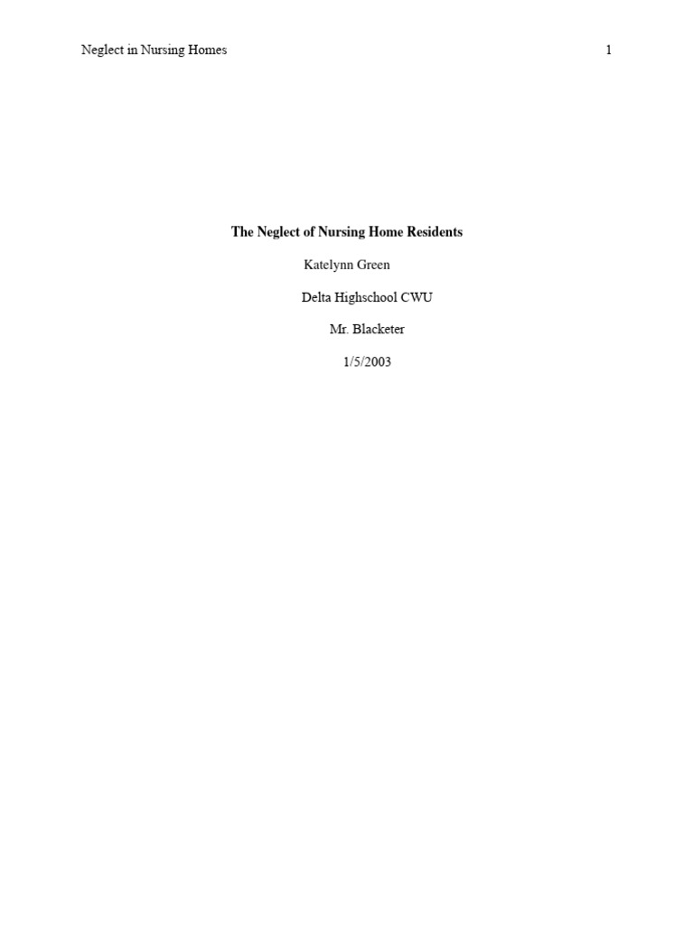Social Issues Research Paper 1 0 | PDF | Nursing | Neglect