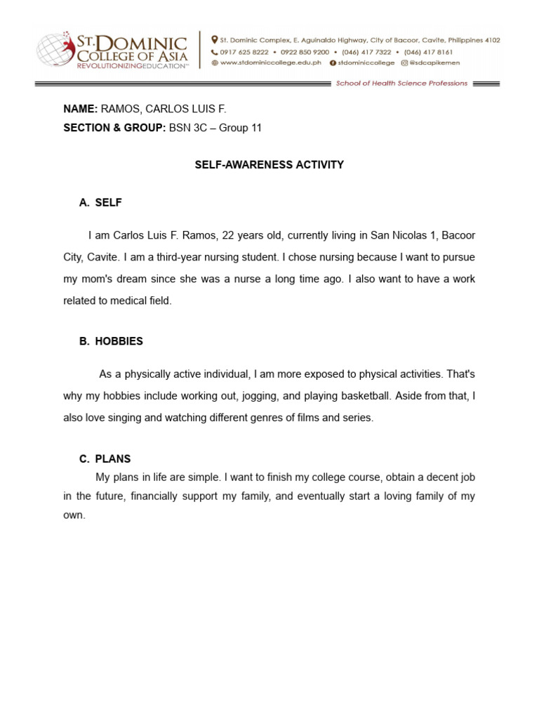 Sel Awareness Activity Template | PDF | Friendship | Intimate Relationships