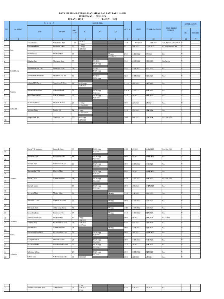 Pemantauan Bumil Bulin Bufas BBL2 | PDF