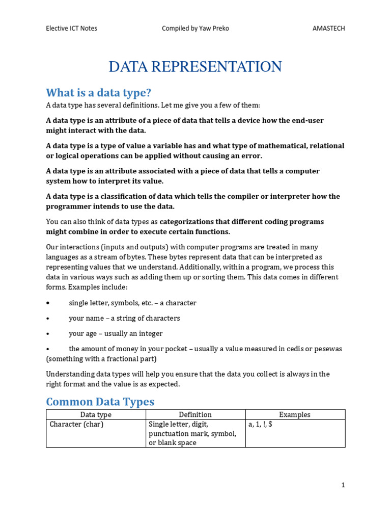Second Semester Note | PDF | Byte | Data Type