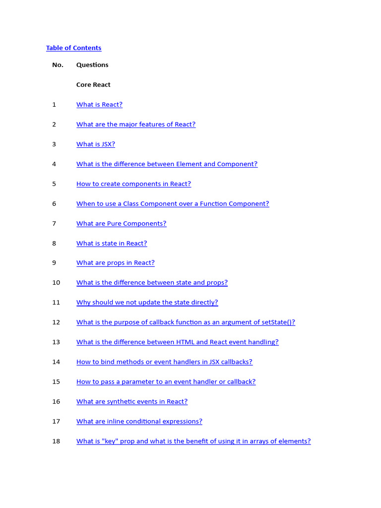 React Interview Queations | PDF | Java Script | Web Development