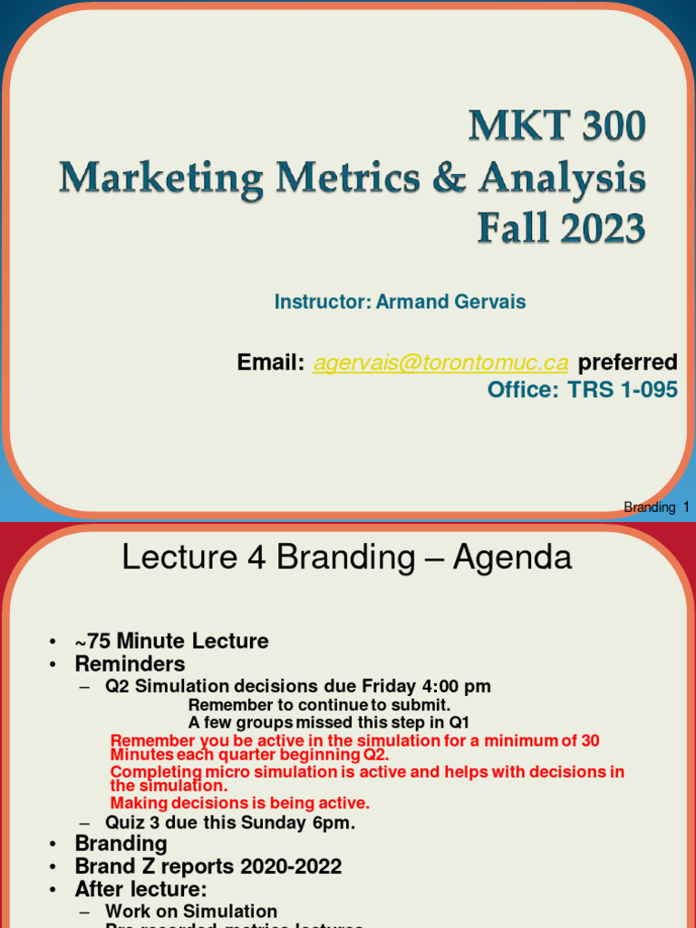 MKT 300 Fall 2023 Branding | PDF | Brand | Stocks