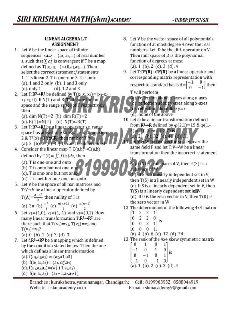 Linear Transformation Pdf