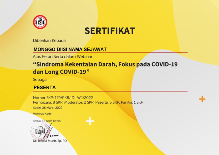 Sertifikat Webinar Dokter 26 Maret 2022 Pdf
