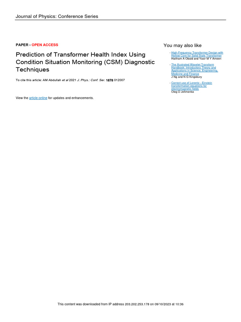 Prediction of Transformer Health Index Using Condition Situation Monitoring (CSM) | Download ...