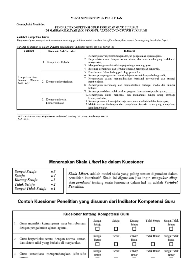 2. (Materi ke - 11) Contoh Instrumen Penelitian | PDF
