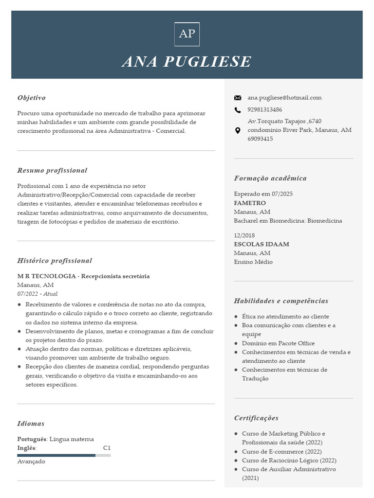 ANA PUGLIESE Currículo 2 | PDF | E-commerce | Marketing