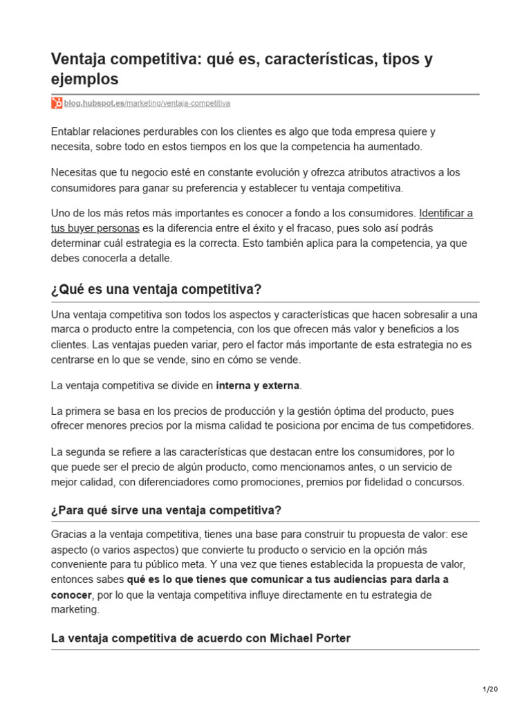 Ventaja Competitiva, Qué Es Características Tipos y Ejemplos | PDF ...