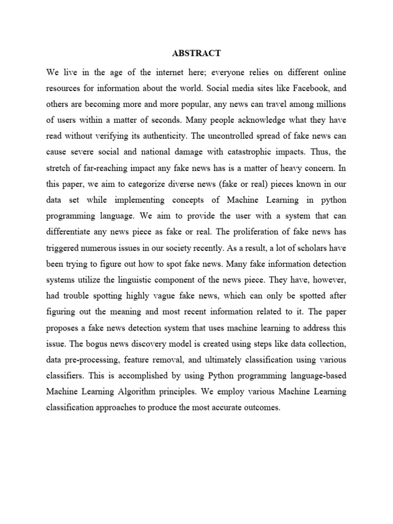 A Novel Technique To Detect The Fake News by | PDF | Machine Learning | Unified Modeling Language