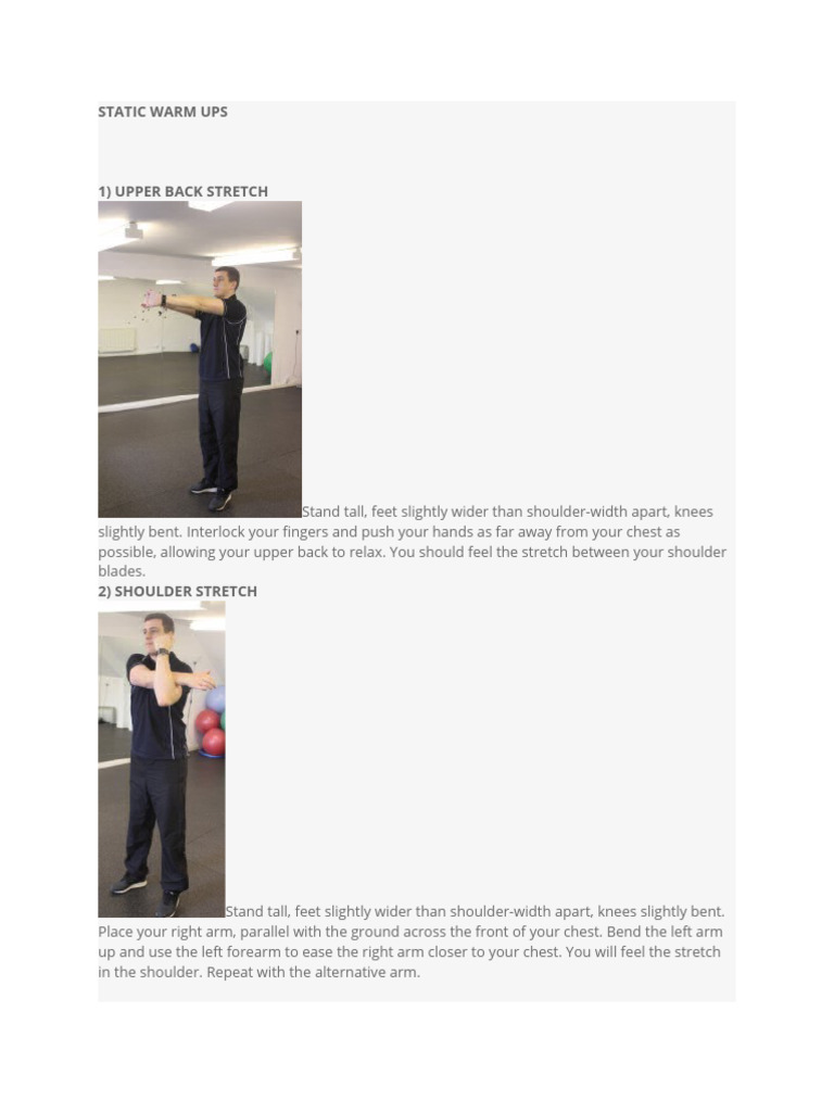 Static Warm Ups | PDF | Foot | Human Leg