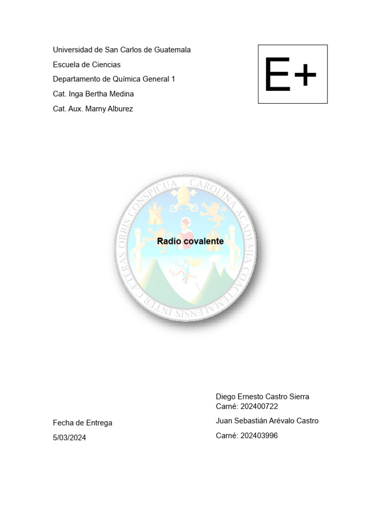 Informe Radio Covalente | PDF | Enlace covalente | Enlace químico