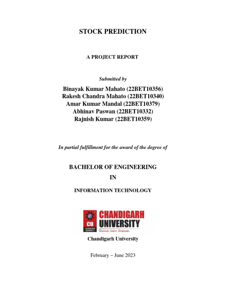 Stock Prediction Report | PDF | Machine Learning | Prediction