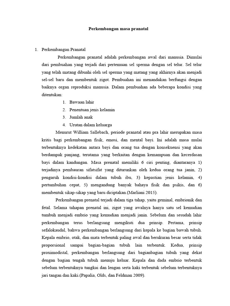 Perkembangan Masa Pranatal DAN BAYI | PDF | Kesehatan Holistik | Sains ...