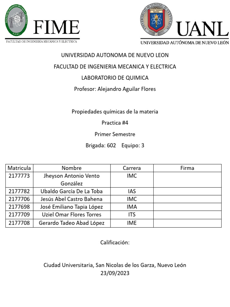 Lab quimica Pract 4 1 | PDF