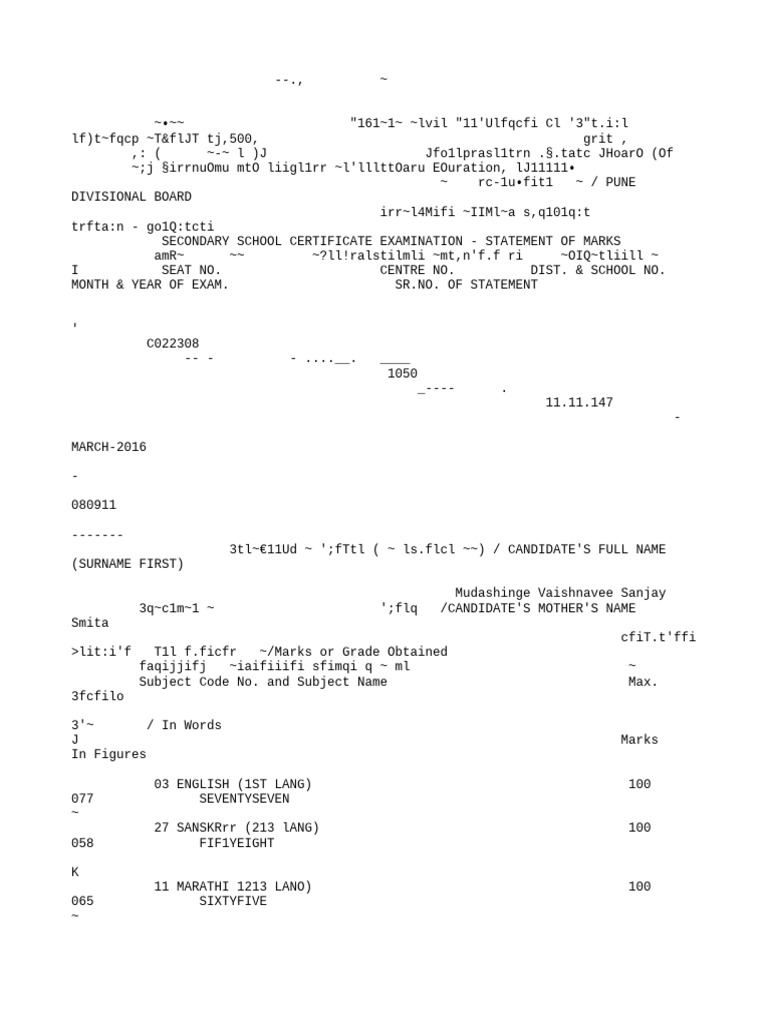 10th Marksheet PDF | PDF | Student Assessment And Evaluation ...