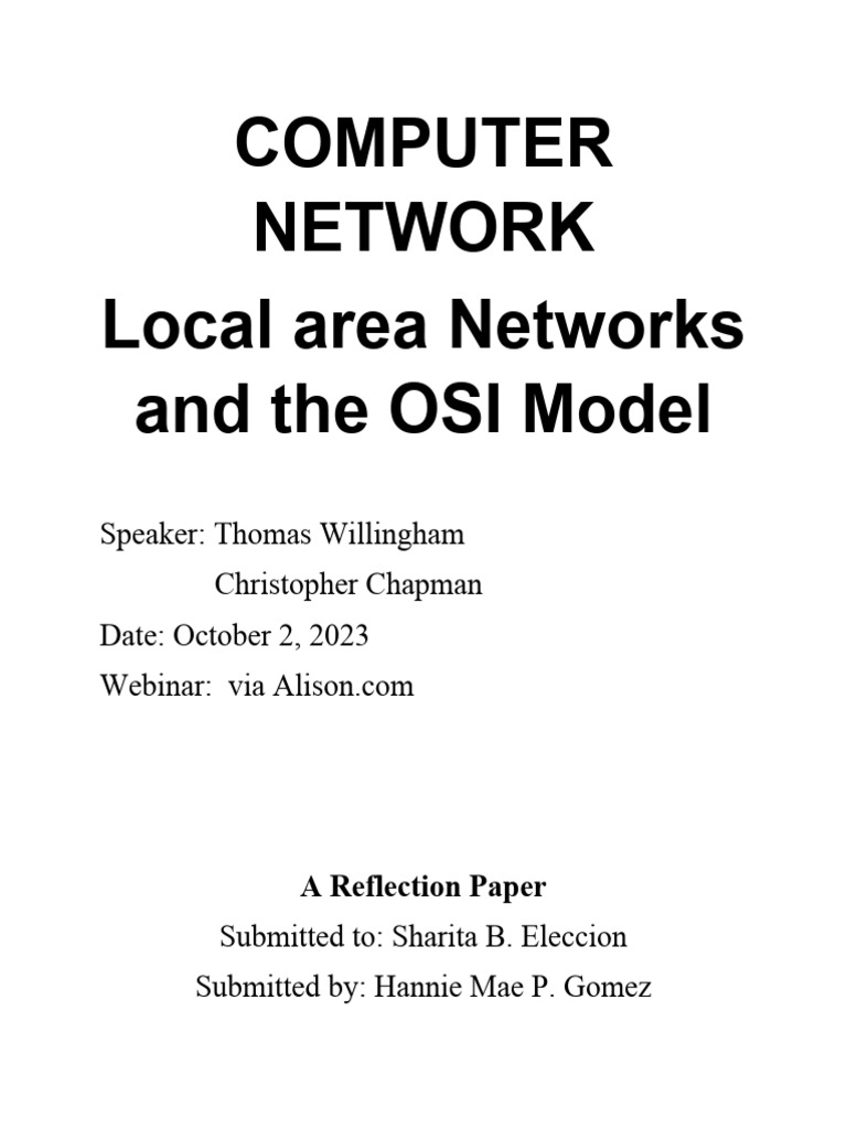 Computer Network Pdf Computer Network Osi Model