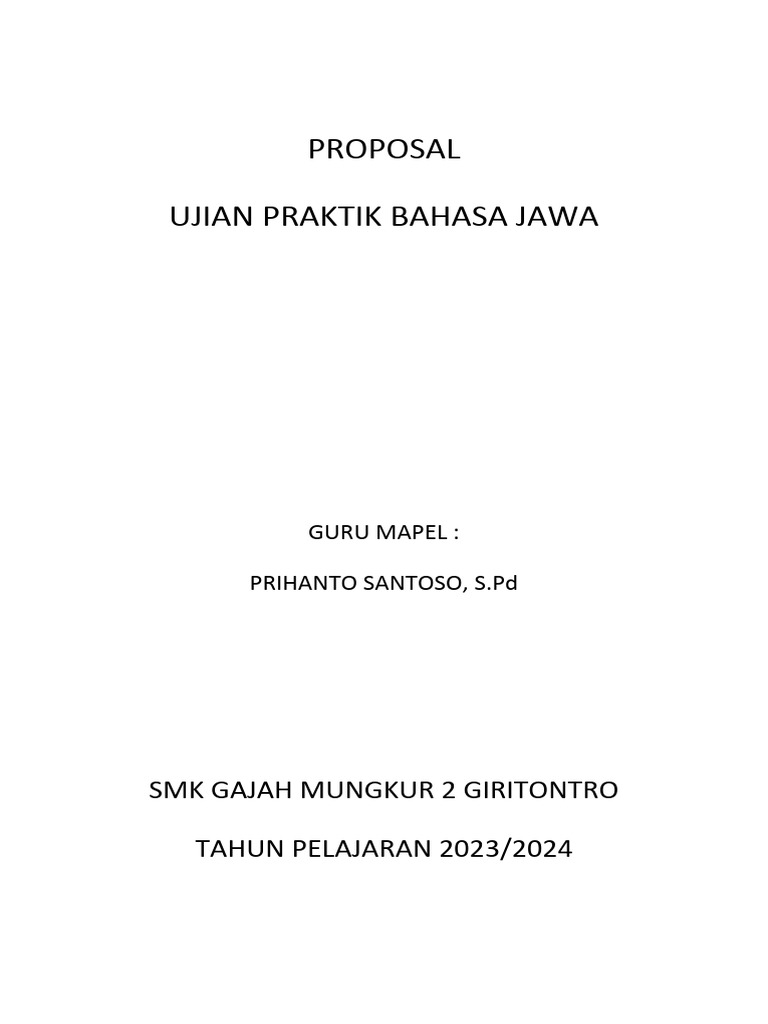 Proposal UJIAN PRAKTIK B.jawa 2023 | PDF