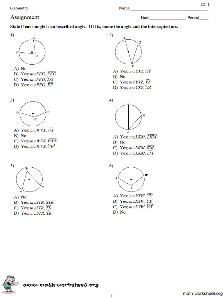 circles-inscribed-angles-easy | PDF