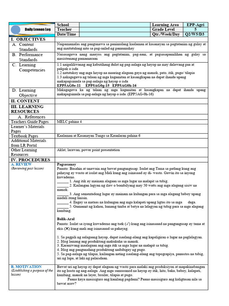 Agriculture 5 wk5 d3 | PDF