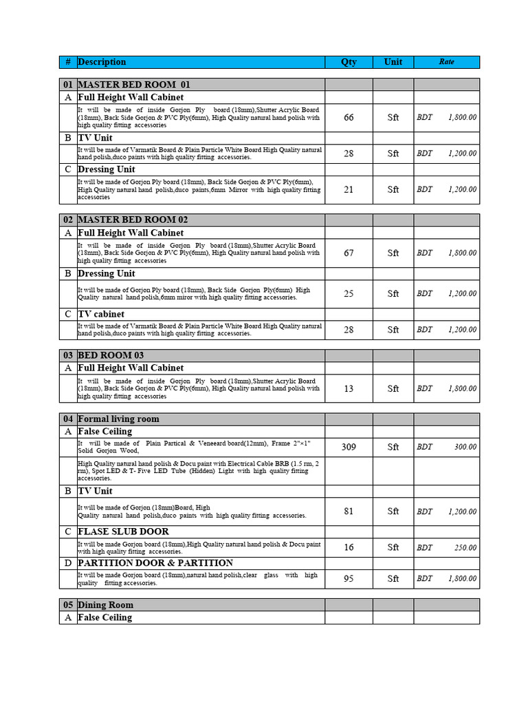 Interior Quotation | PDF | Architectural Elements | Building Engineering