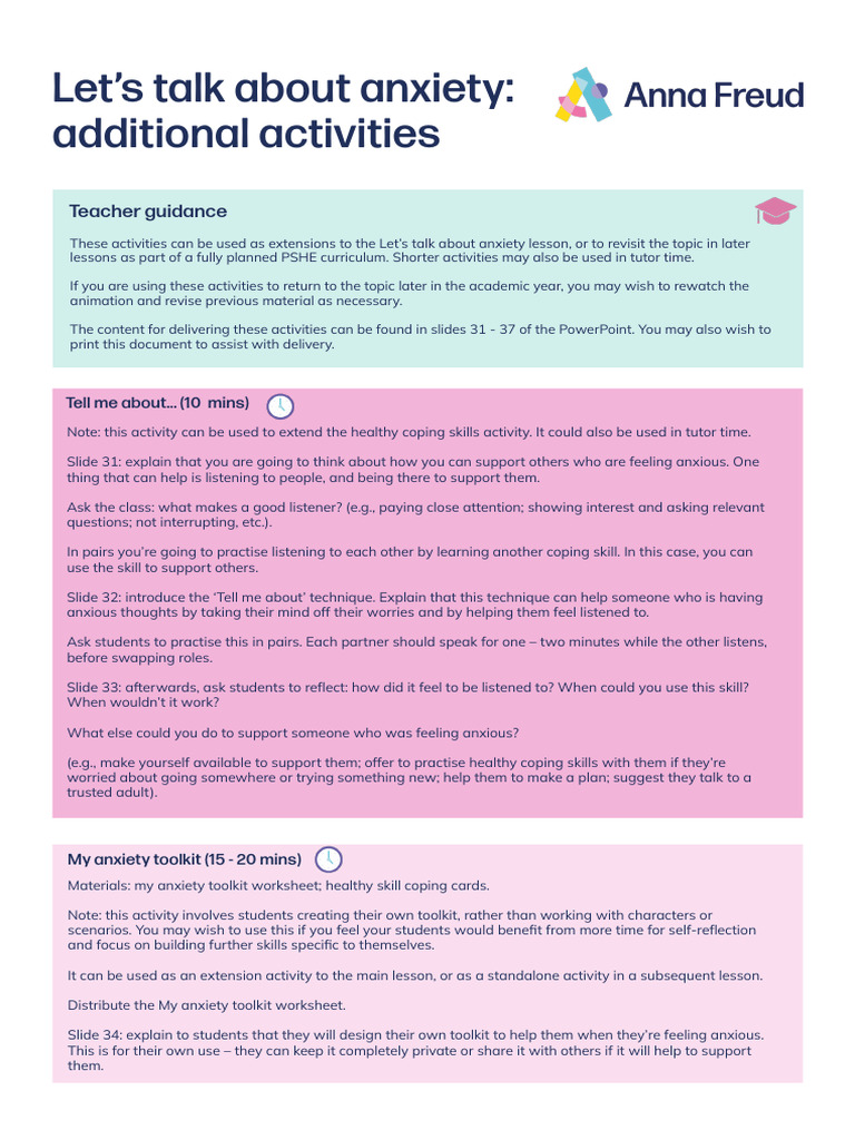 Additional activities | PDF | Anxiety | Psychology