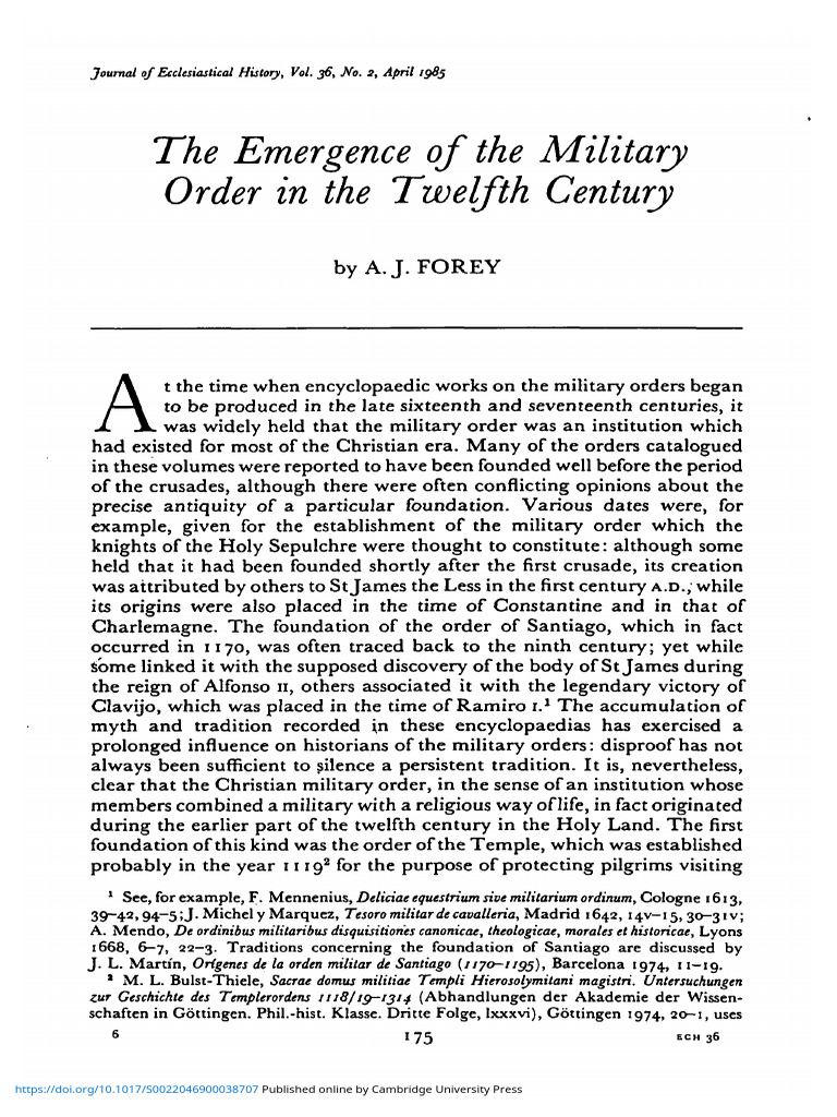 The Emergence of The Military Order in The Twelfth Century | PDF ...
